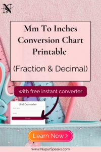 mm to inches Conversion Chart Printable (Fraction & Decimal)