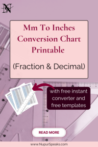 mm to inches Conversion Chart Printable (Fraction & Decimal)