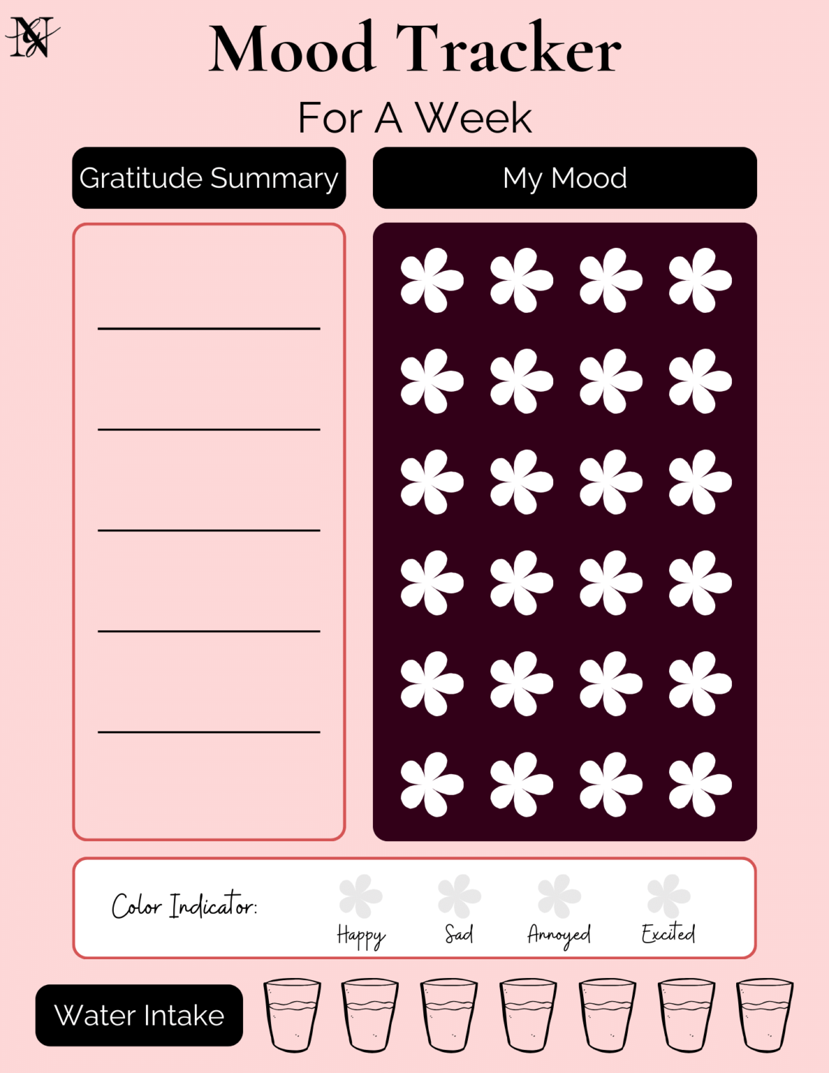 Free Monthly Mood Tracker Printable including January
